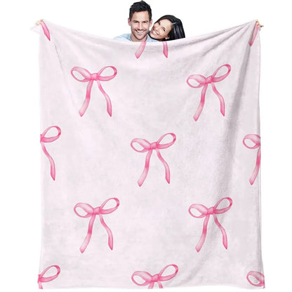 Pink Bow Pattern Multipurpose Throw Blanket for Various Uses – Demeixin ...